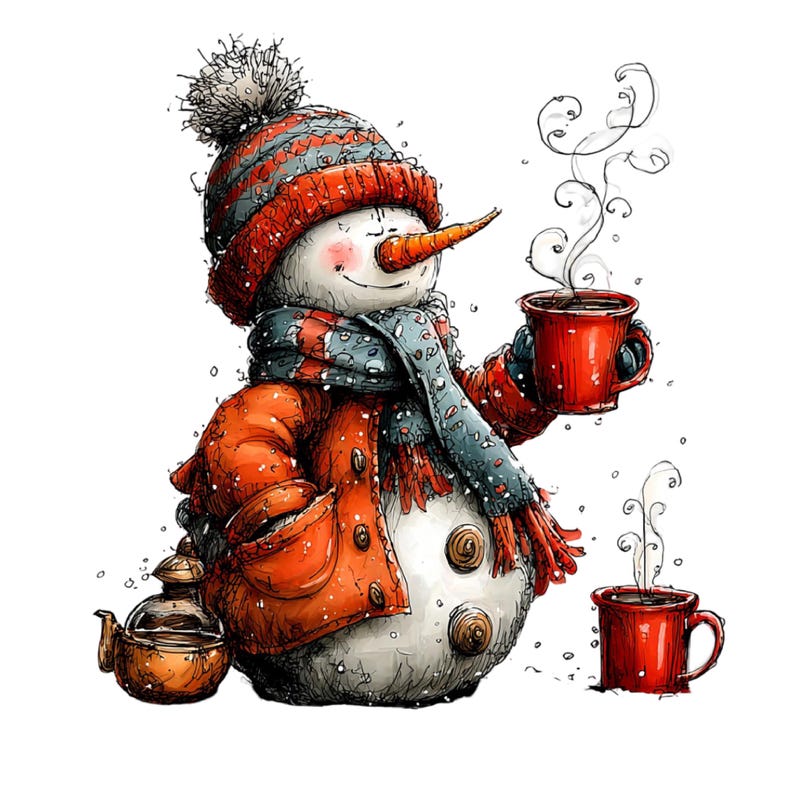 Quirky Funny Snowman Clipart: Cute Christmas PNG Images (digital ...