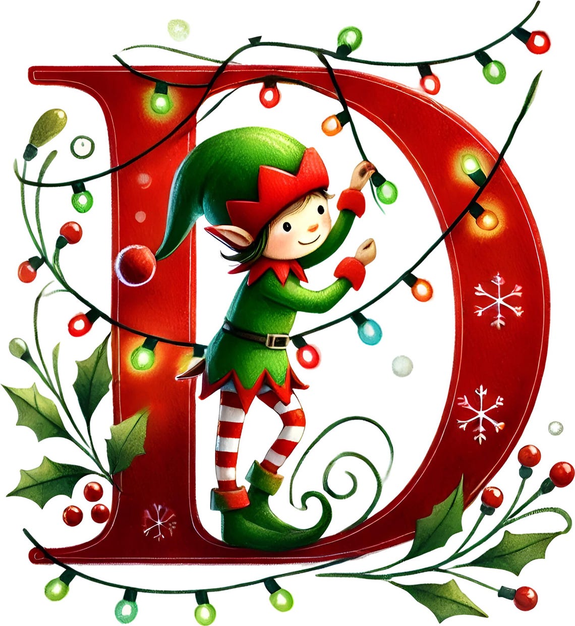 Christmas Elf Alphabet Numbers: Holiday Letter PNG Images (digital ...