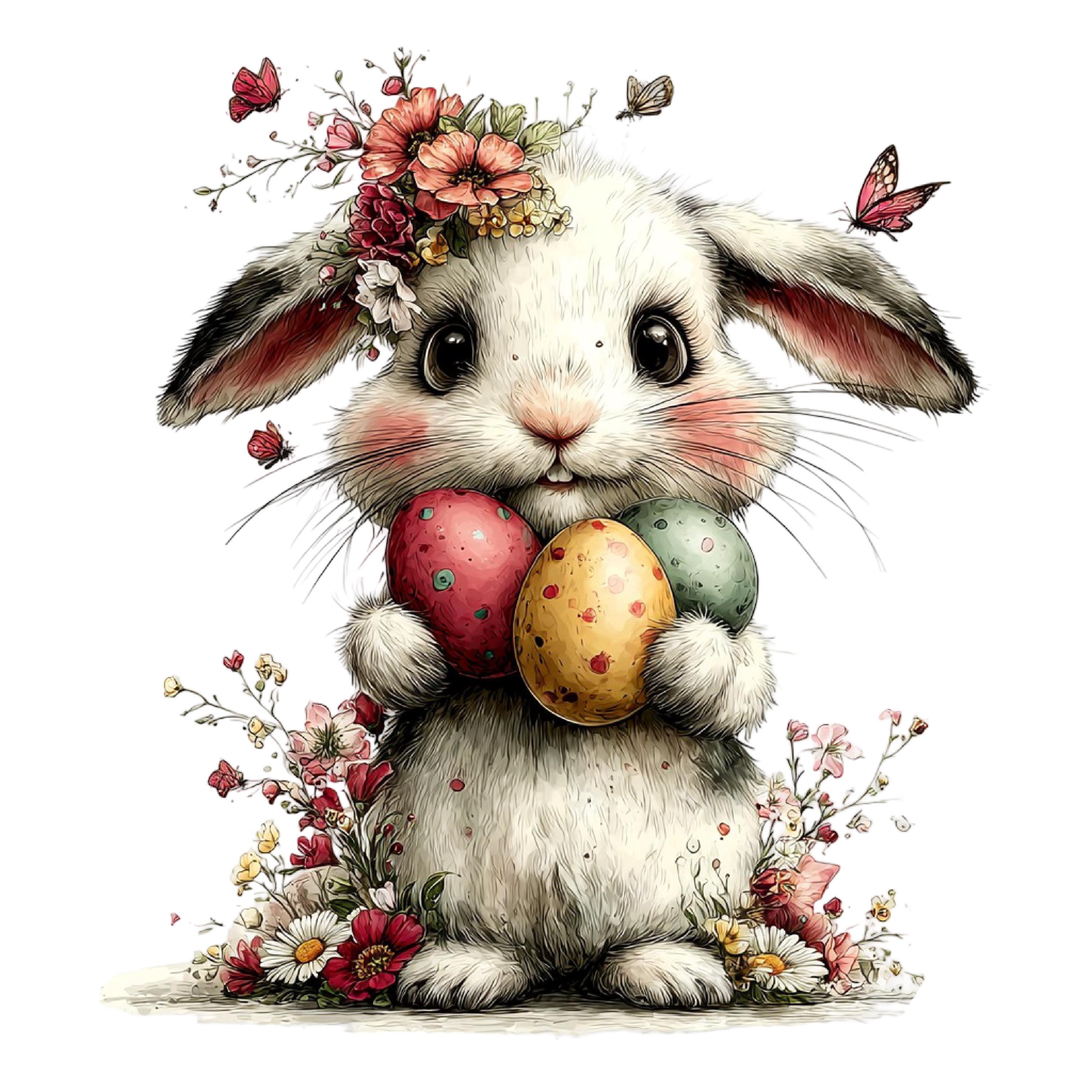 Whimsical Bunny Easter Clipart: Festive Graphics Digital Download 46 ...