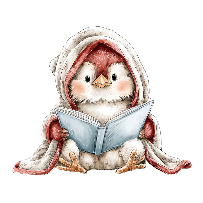 Winter Animals Reading Clipart: Cute Holiday Bookish PNG Images ...