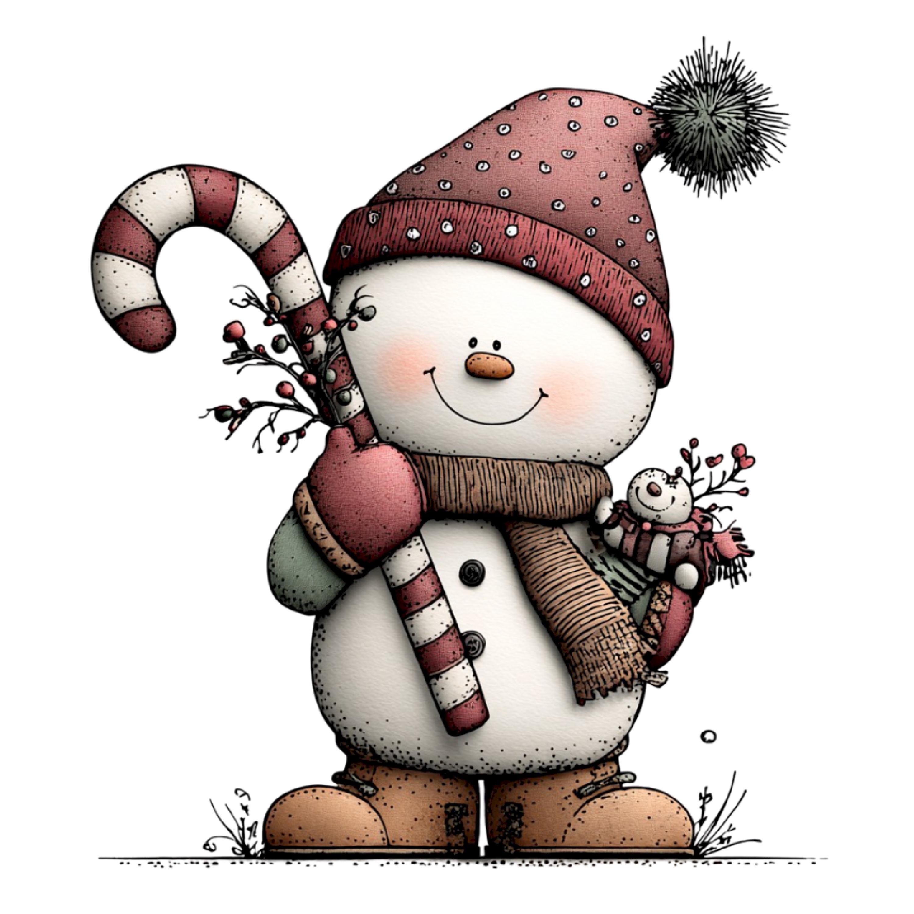Whimsical Christmas Snowman Clipart 3 : Cute Holiday PNG Images ...