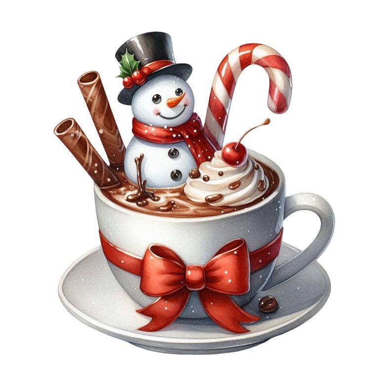 Christmas Snowman Clipart – Watercolor Holiday Winter PNG Set (digital ...