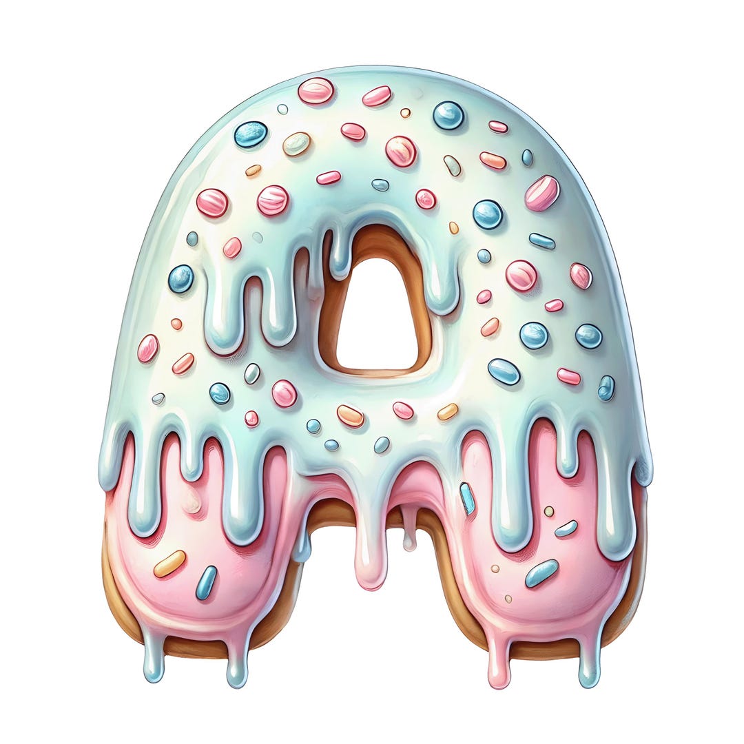 36 PNG Watercolor Donut Letters Alphabet,highresolution Images,instant ...