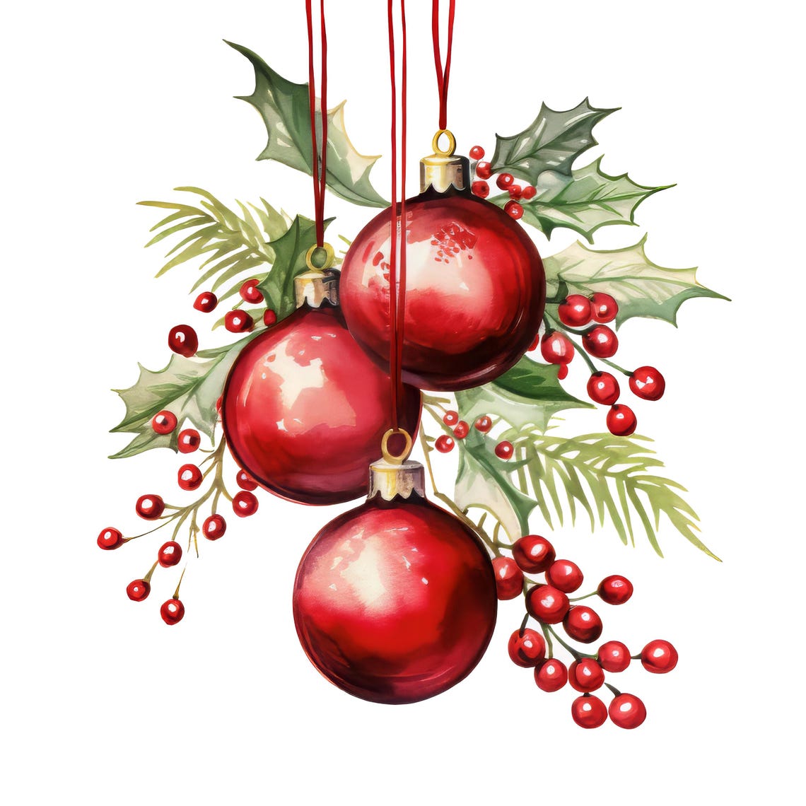 Watercolor Christmas Clipart Bundle: Holiday PNG Images (commercial Use ...