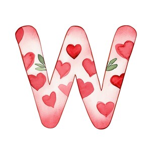 Valentine Heart Alphabet Clipart – Watercolor Romantic Letter PNG Set ...