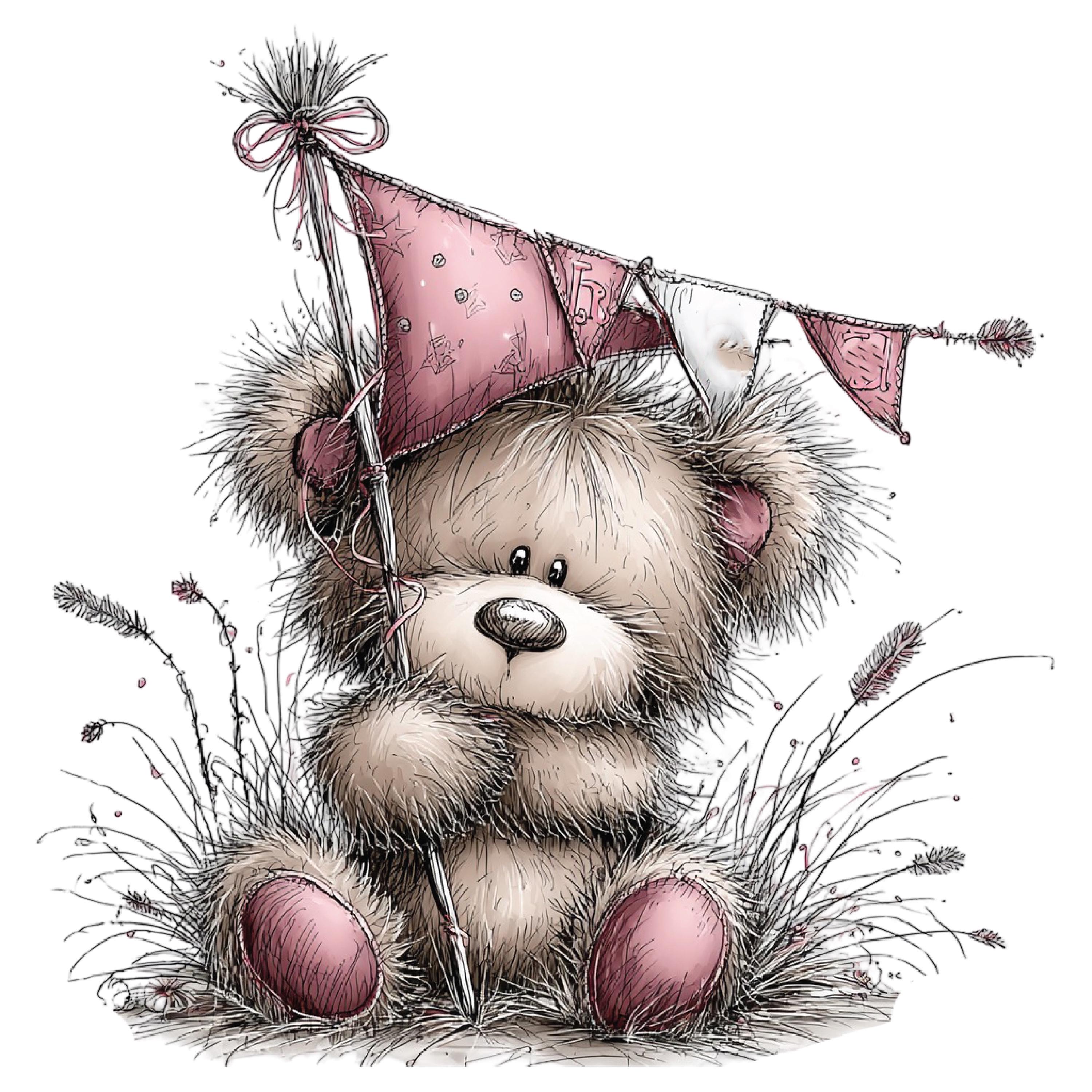 Birthday Teddy Bear Clipart Bundle | Party Illustration Set 35 PNG - Etsy