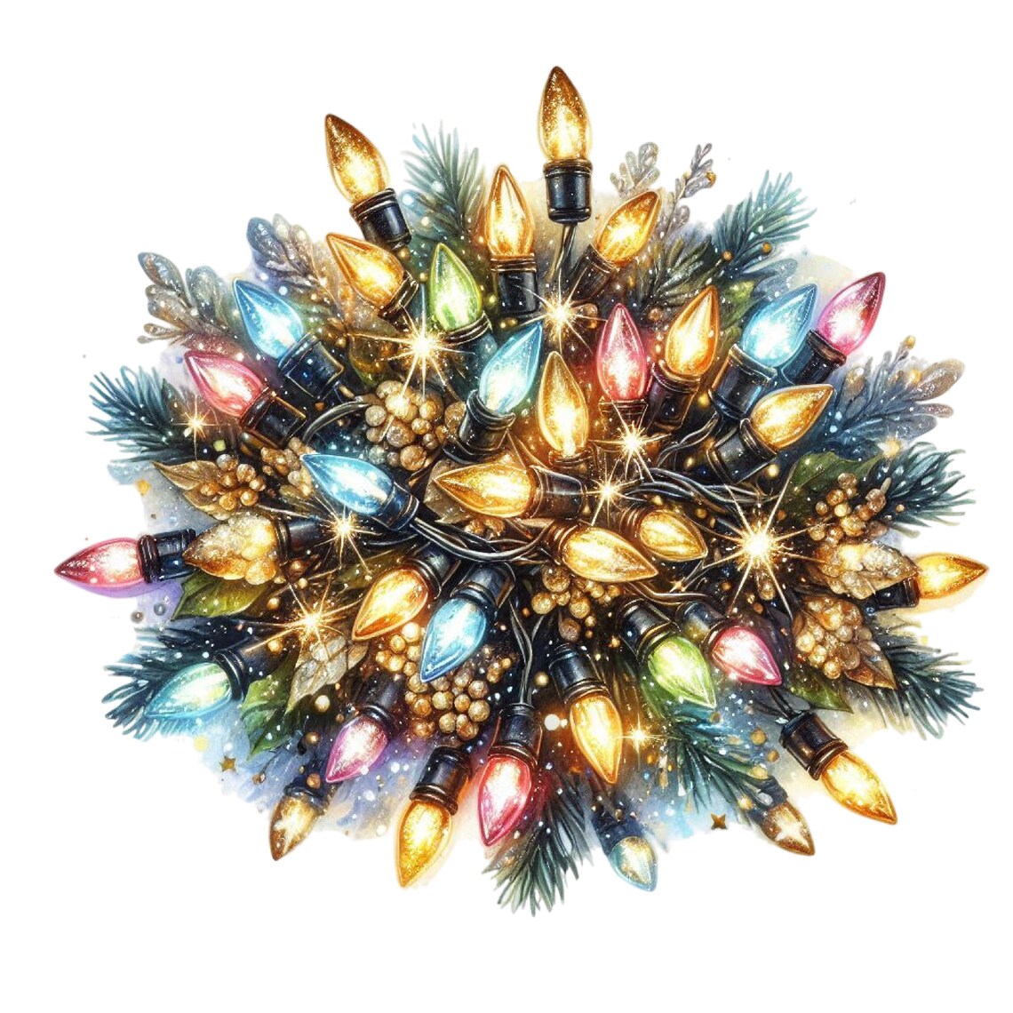 Sparkling Christmas Lights Clipart Bundle Digital Download PNG 32 Png ...