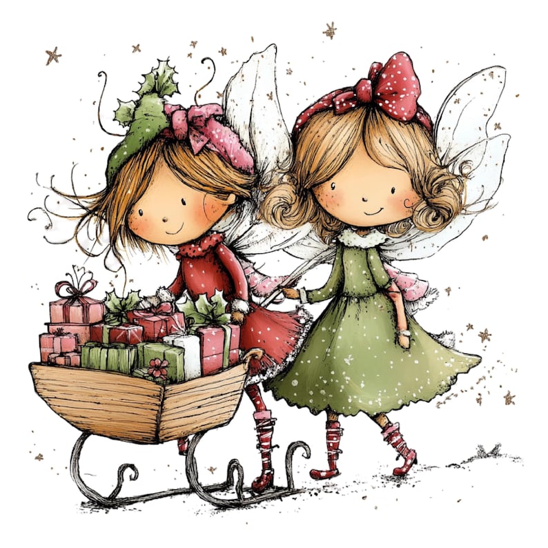 Christmas Holiday Fairy Clipart: Whimsical Winter PNG Images (digital ...