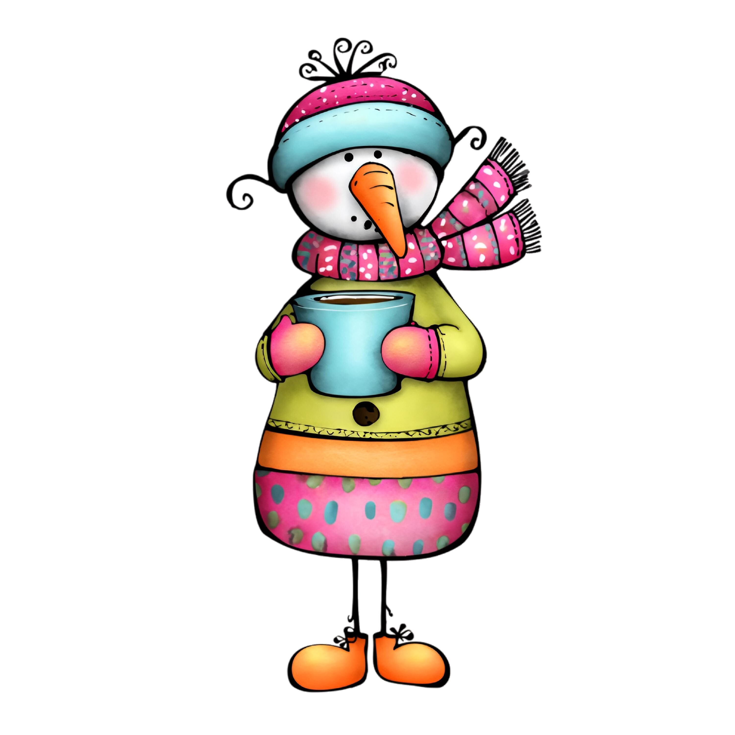 Whimsical Christmas Snowman Clipart – Festive Holiday Winter PNG Set ...