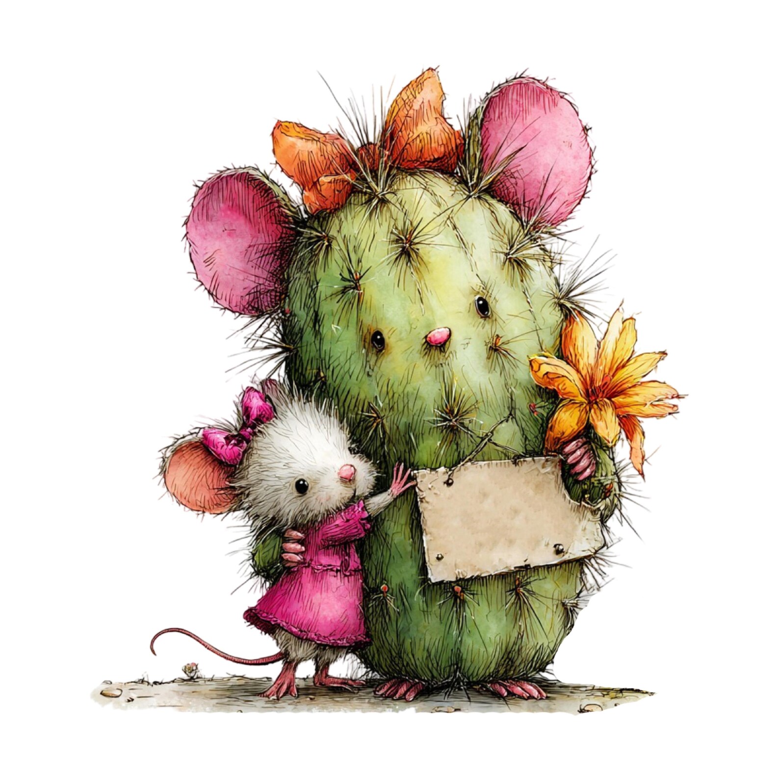 Whimsical Valentine Cactus Clipart Set: Romantic Desert Bundle 29 PNG ...