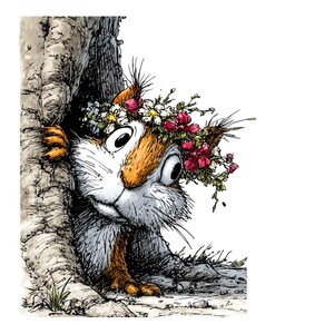 Spring Peeking Animals Illustration Set: Playful Seasonal Character Art ...