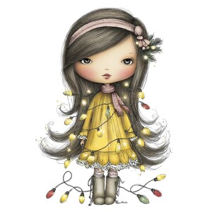 Whimsical Christmas Girl Clipart: Holiday PNG Set for Crafts & Cards ...