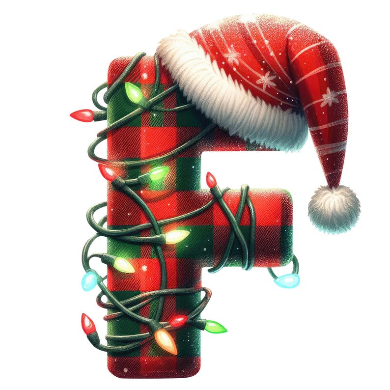 Plaid Christmas Alphabet PNG: Festive Letters Clipart (digital Download ...