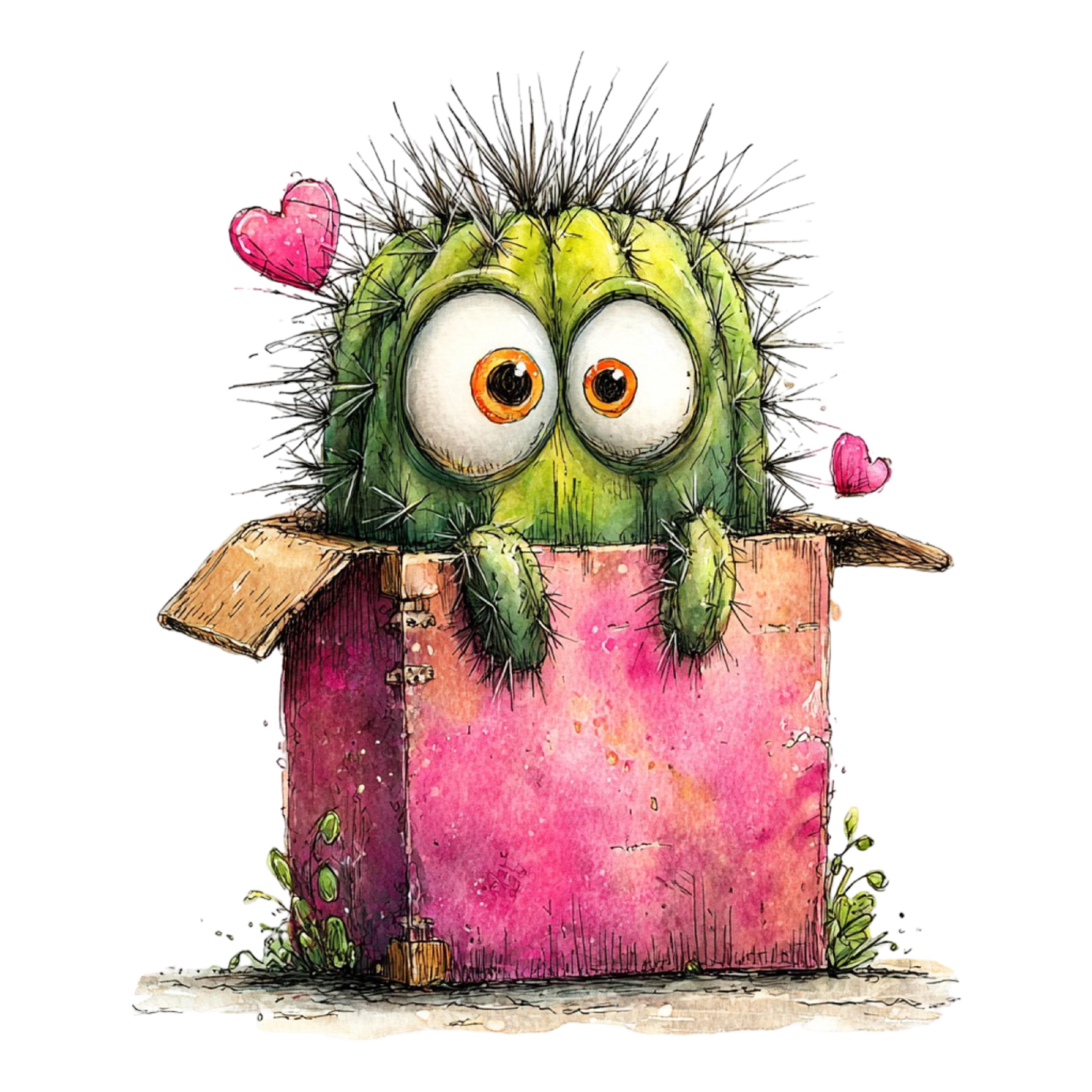 Whimsical Valentine Cactus Clipart Set: Romantic Desert Bundle 29 PNG ...