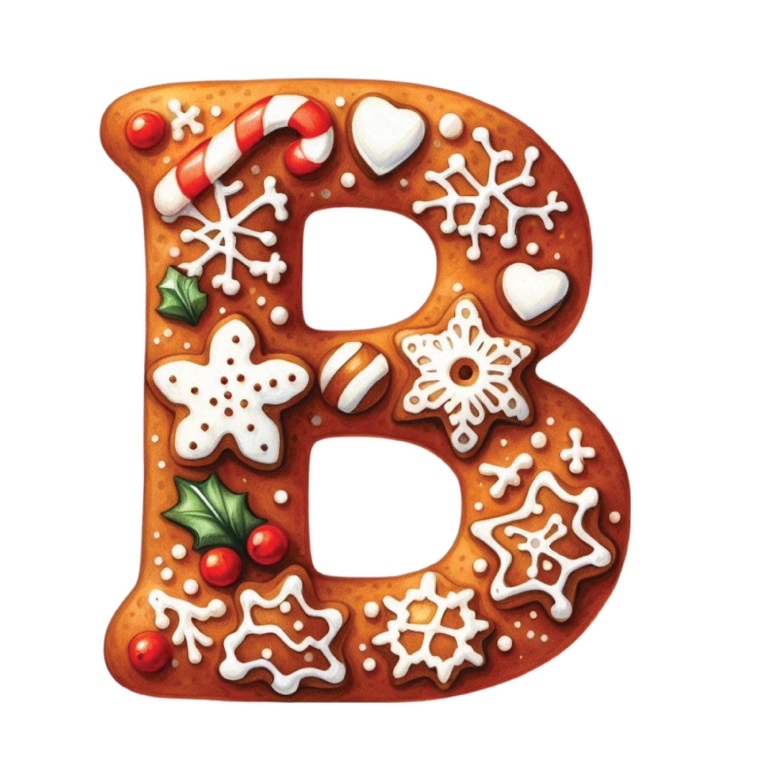 Christmas Gingerbread Cookie Alphabet: Festive Holiday Letters PNG ...