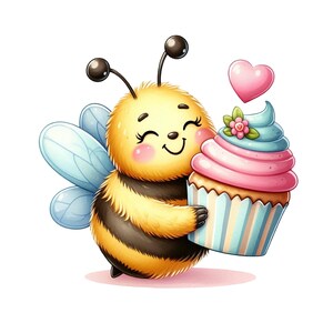 28 PNG Cute Bee in Love Watercolor Clipart,dijital Clipart,watercolor ...