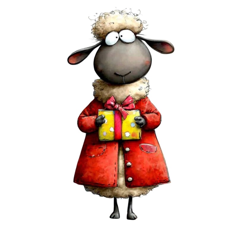 Funny Christmas Sheep Clipart – Cute Holiday Animal PNG Bundle (digital ...