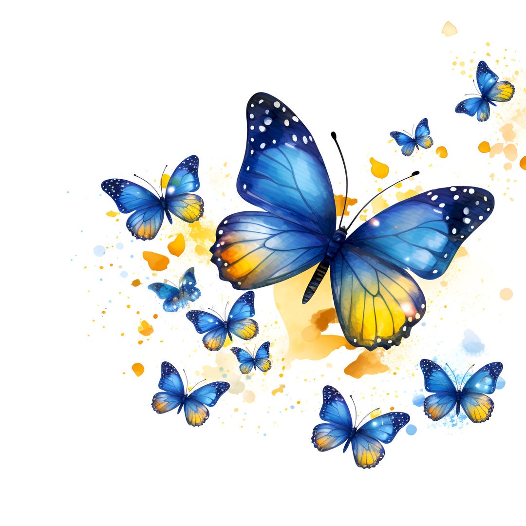 26 PNG Butterfly Garden Clipart Bundle,scrapbook Images,watercolor ...