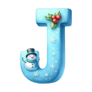 Christmas Snowman Alphabet Clipart Set: Holiday Letter Illustration ...