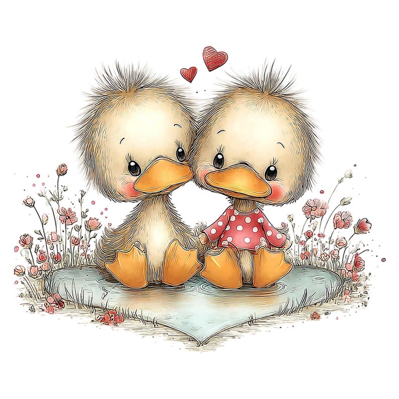 Whimsical Duck Couple Set: Romantic Animal Art Bundle 48 PNG - Etsy
