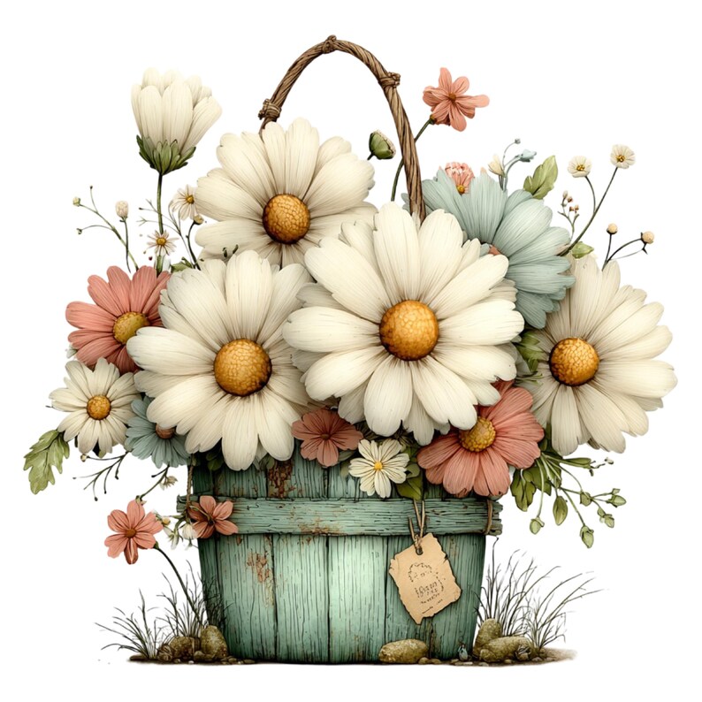 Spring Daisy Flower Clipart Set: Botanical Illustration Bundle 30 PNG ...
