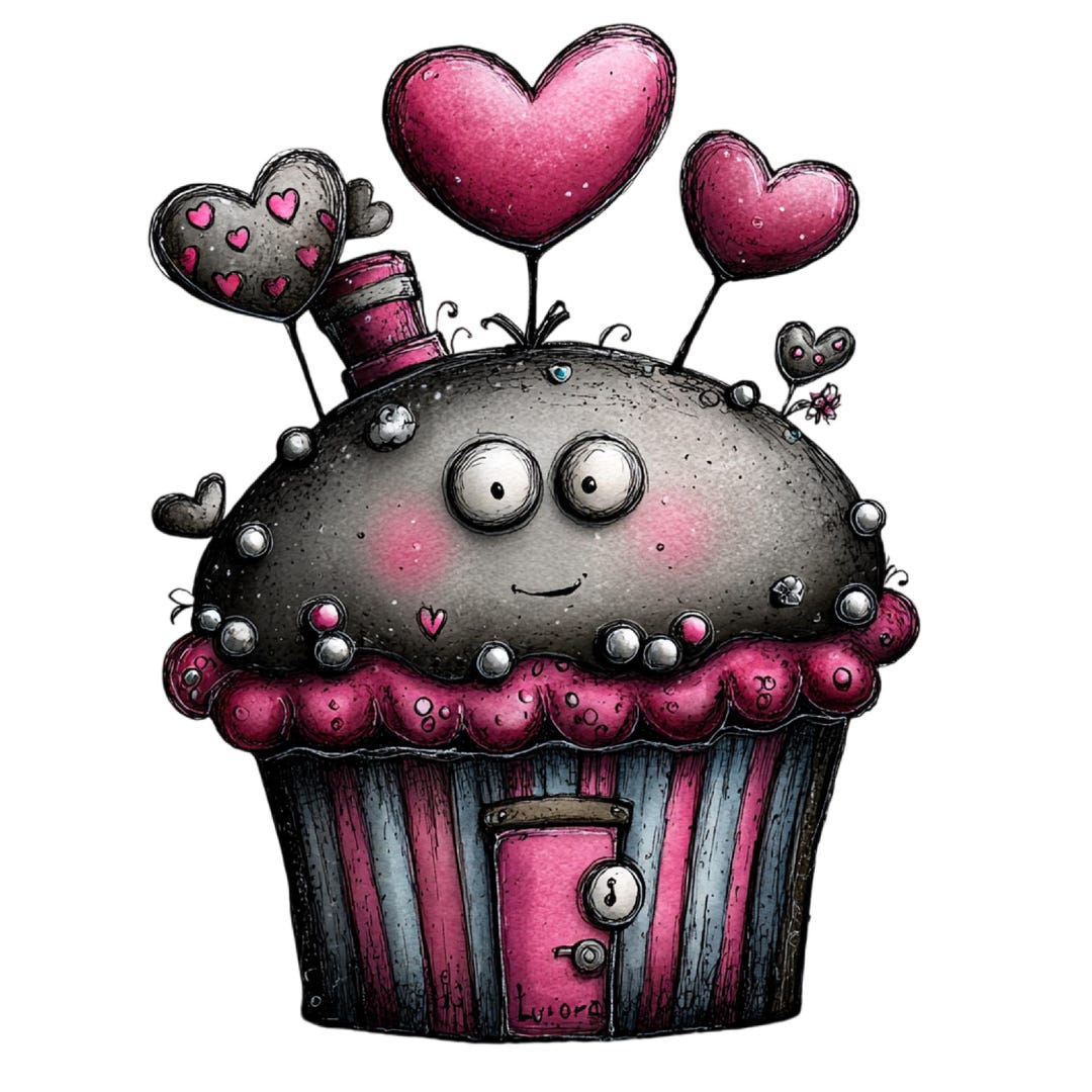 Funny Valentine’s Day Cupcake Clipart – Cute Love Dessert PNG Set ...