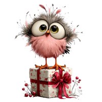 20 Cute Christmas Birds Clipart, Whimsical Winter Bird, Christmas Card ...