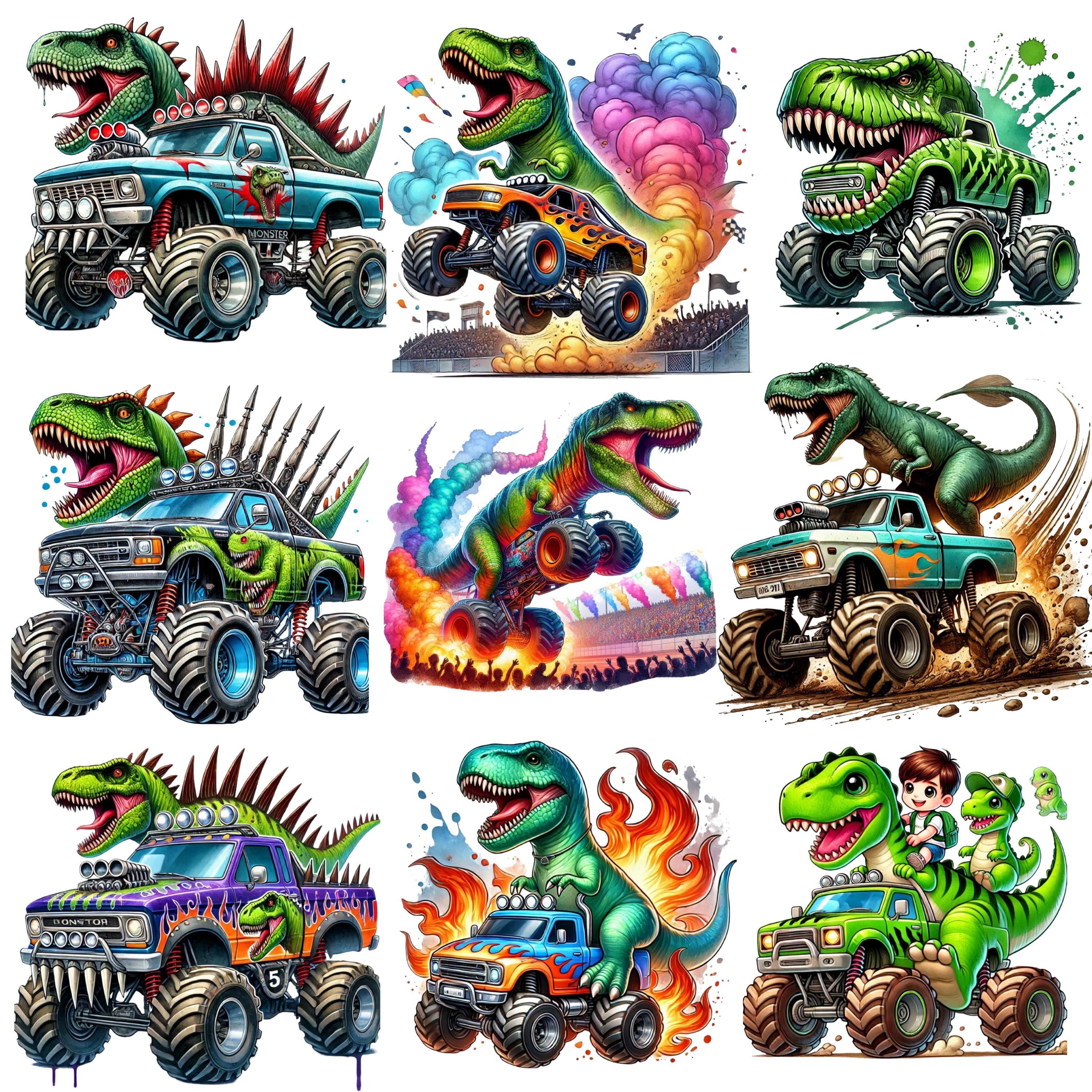 25 PNG T-rex Dinosaur Monster Truck Sublimation Clipart,transparent ...