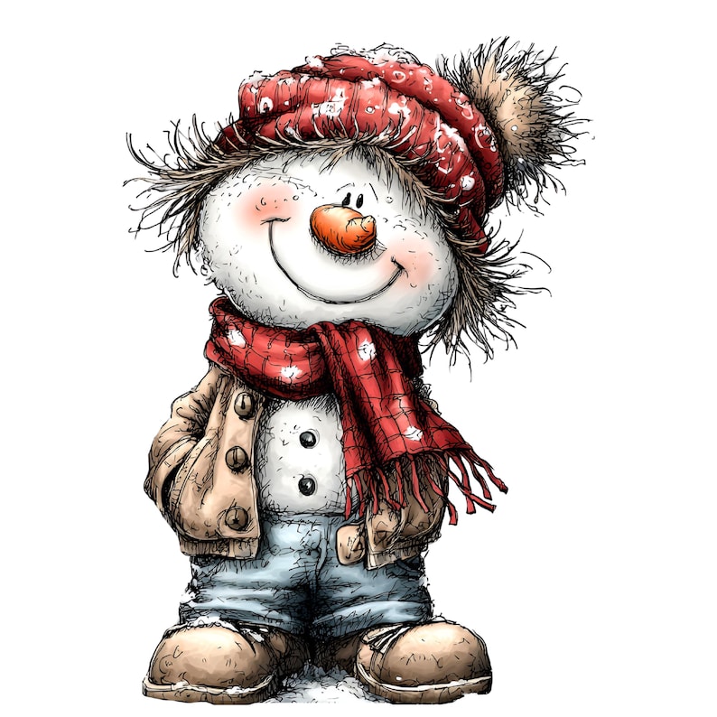 Quirky Snowman Boy Clipart – Funny Winter PNG Set (instant Download ...