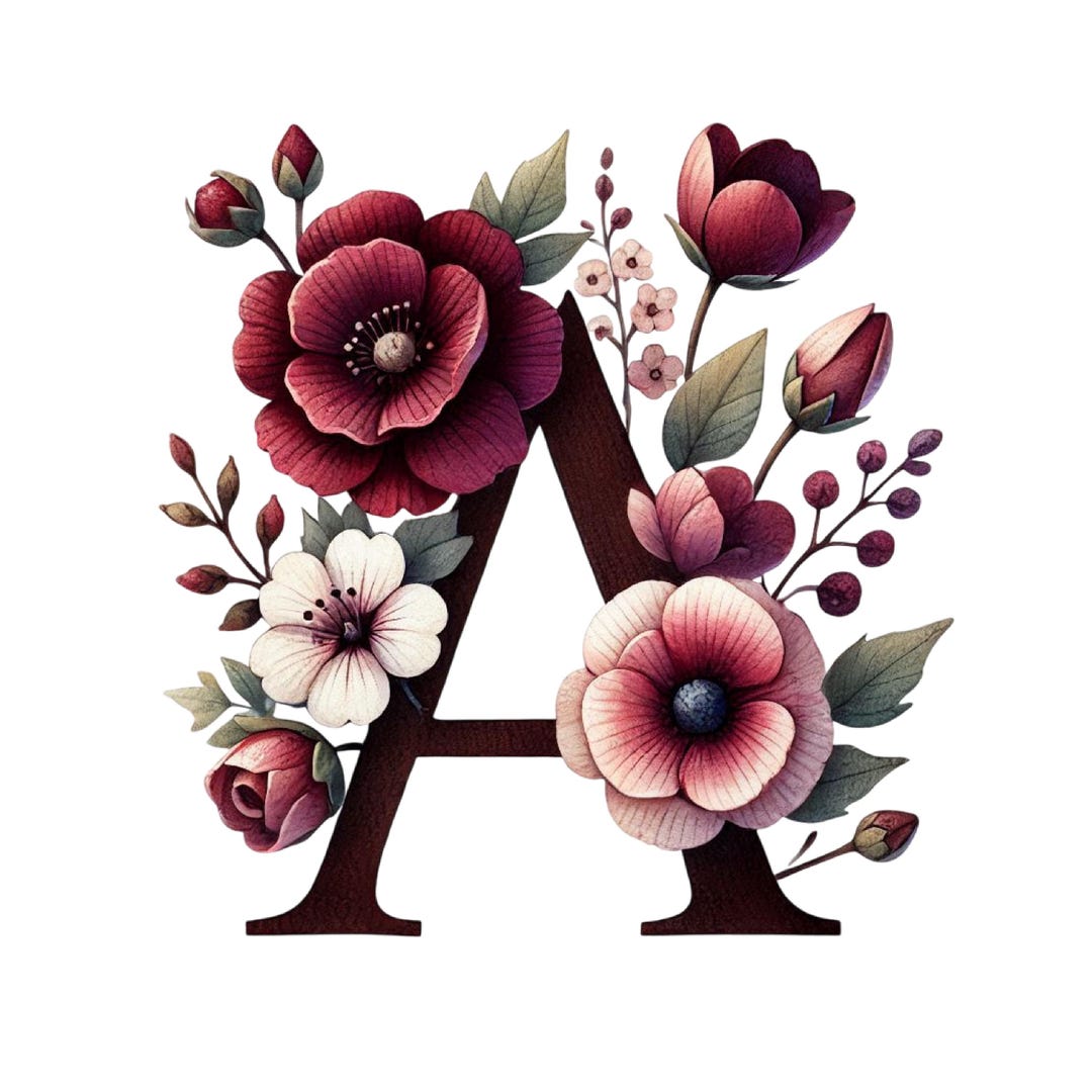 Watercolor Hello Spring Alphabet Clipart – Floral Letter PNG Set ...