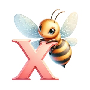 Bee Alphabet Letters & Numbers Clipart: Cute Honey PNG Images (digital ...