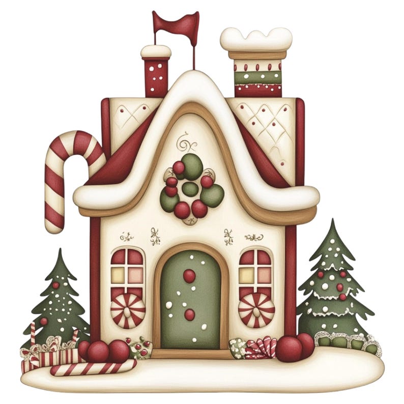 Cute Mini Christmas Houses Clipart: Whimsical Holiday Village PNG ...