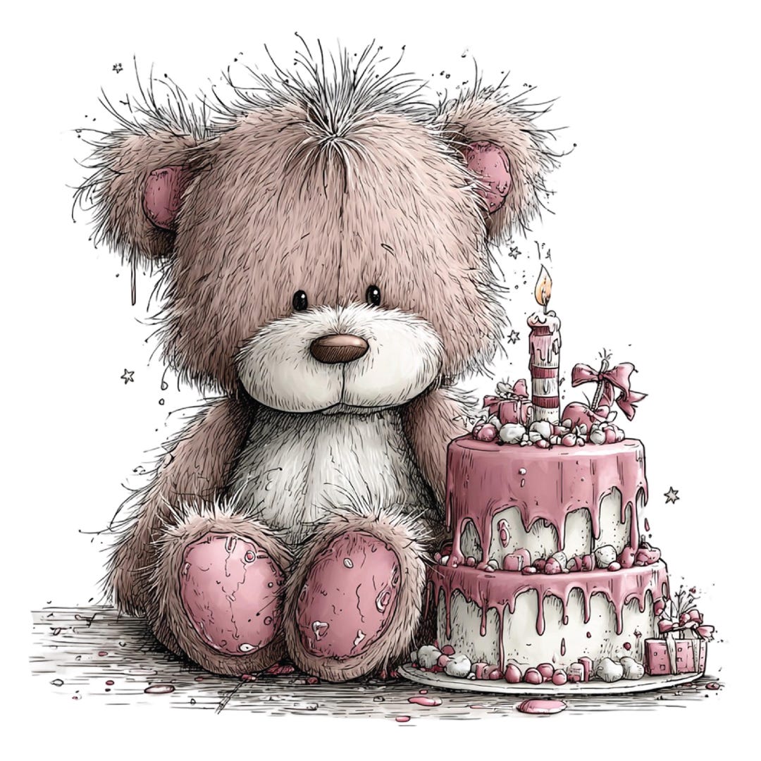 Birthday Teddy Bear Clipart Bundle | Party Illustration Set 35 PNG - Etsy