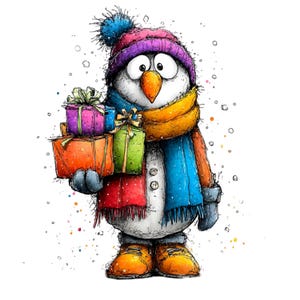 Christmas Snowman Clipart – Cute Winter Holiday PNG Bundle (digital ...