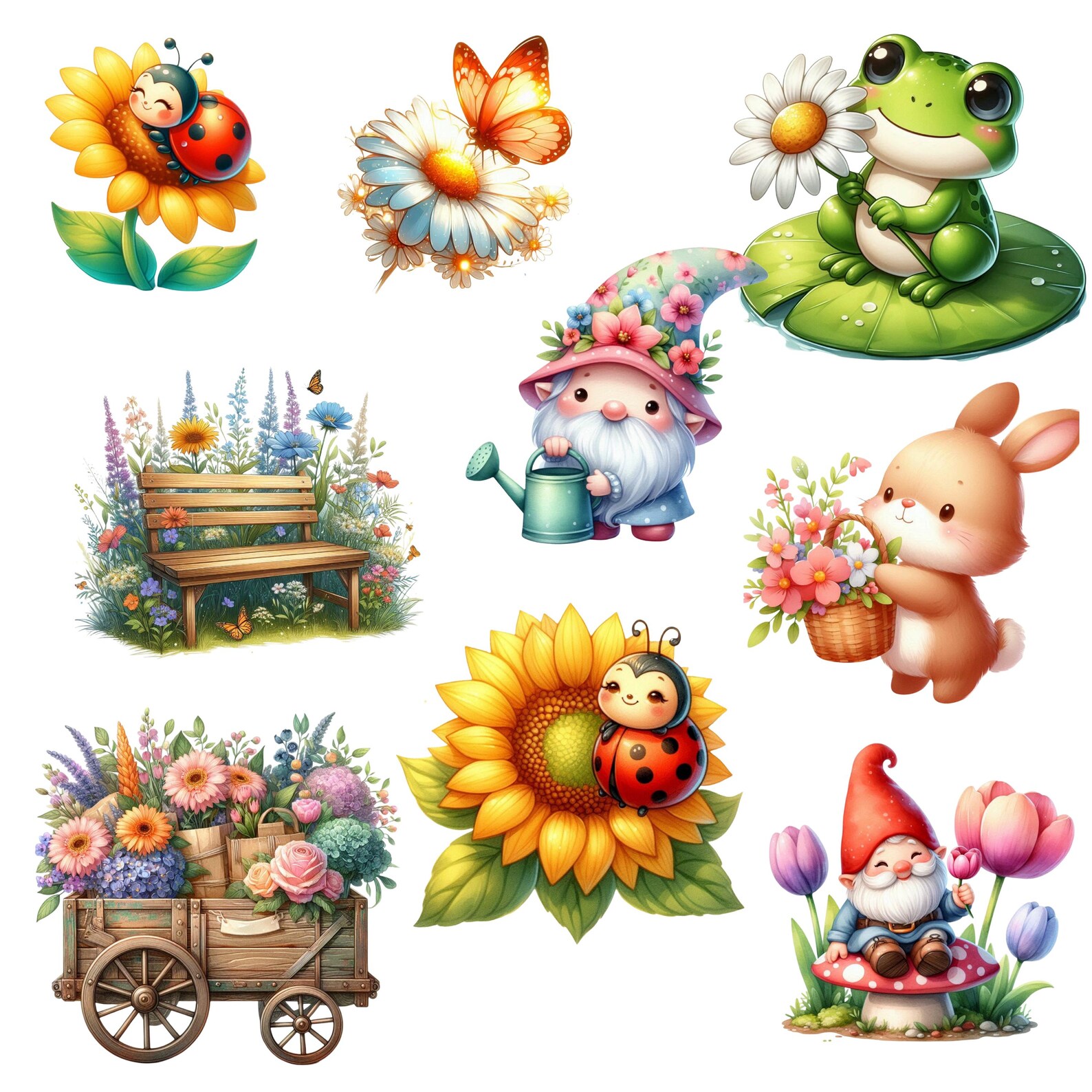 26 PNG Cute Cartoon Spring Garden Clipart, Digital Clipart,scrapbook ...