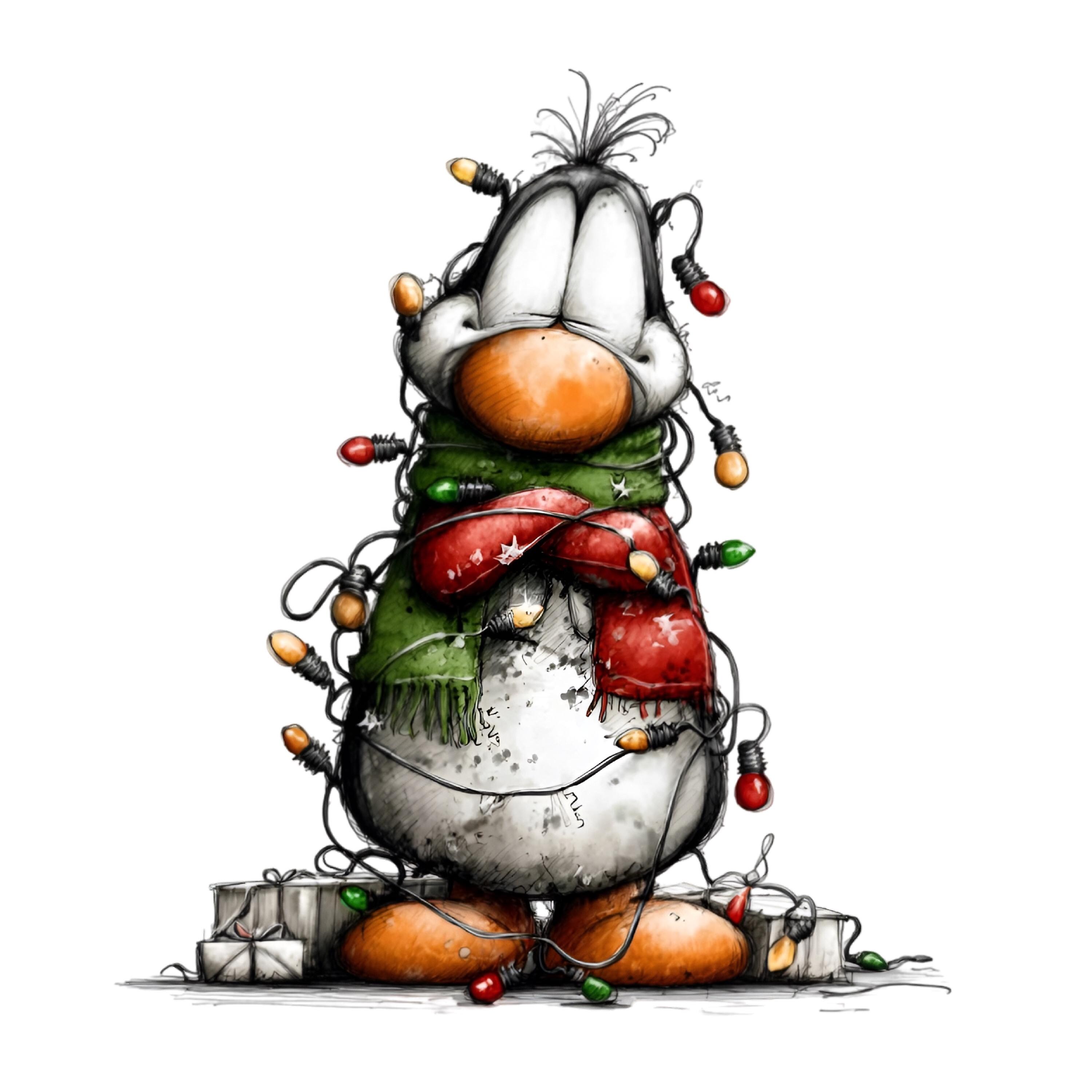 Christmas Penguin Clipart – Cute Holiday Winter PNG Set (digital ...
