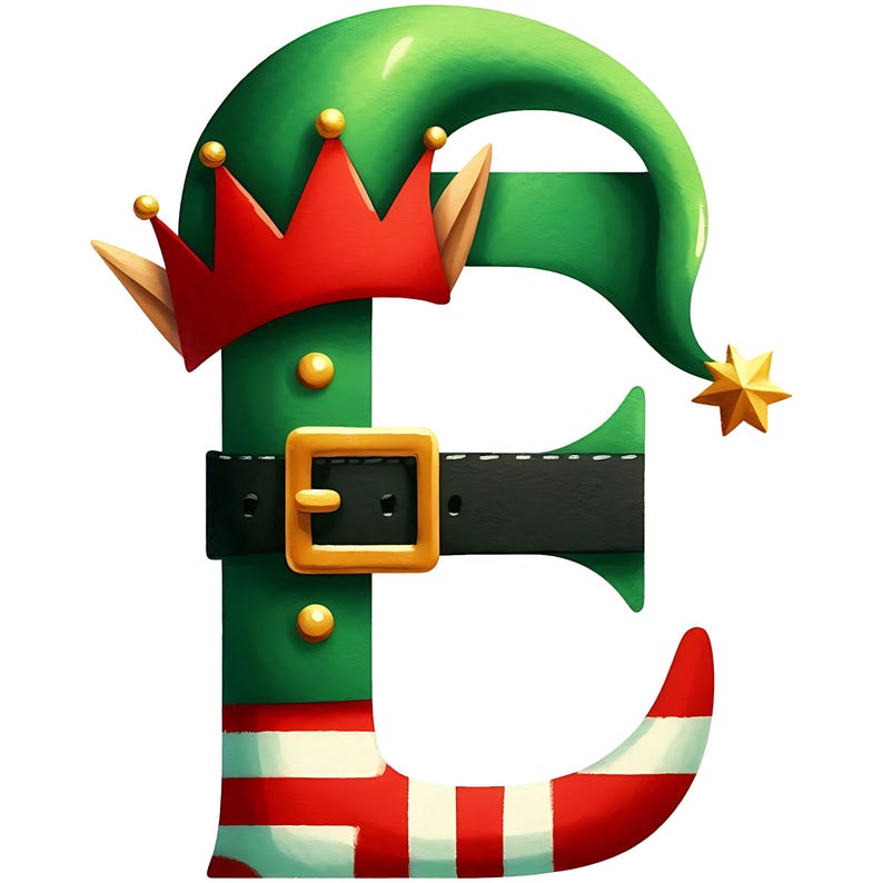 Christmas Elf Alphabet Clipart: Festive Holiday Letters & Numbers PNG ...