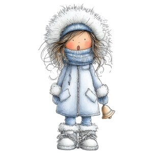 Whimsical Christmas Girl Clipart – Cute Holiday Character PNG Set ...
