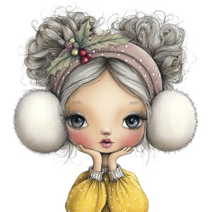 Whimsical Christmas Girl Clipart: Holiday PNG Set for Crafts & Cards ...