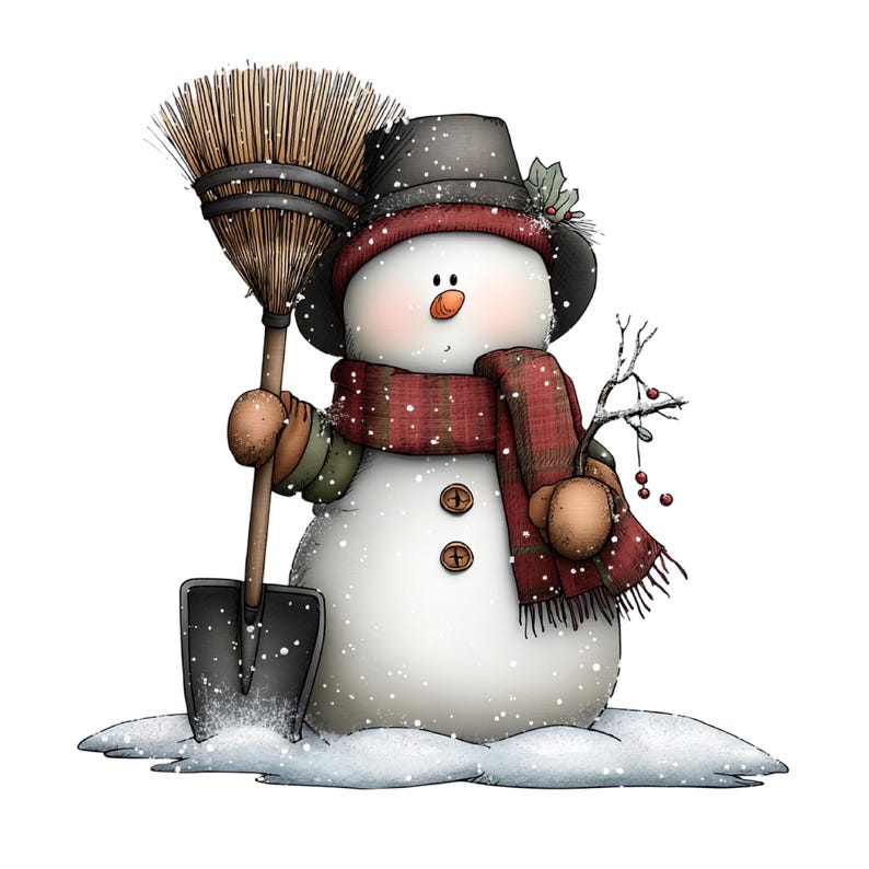 Whimsical Tipsy Snowman Clipart – Watercolor Funny Holiday PNG Set ...