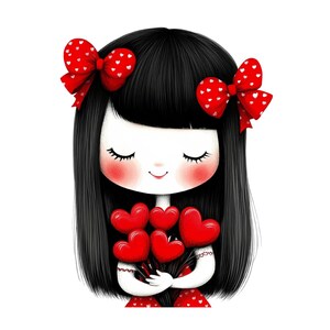 Cute Girl Clipart: Whimsical Watercolor PNG for Crafts & Stickers ...