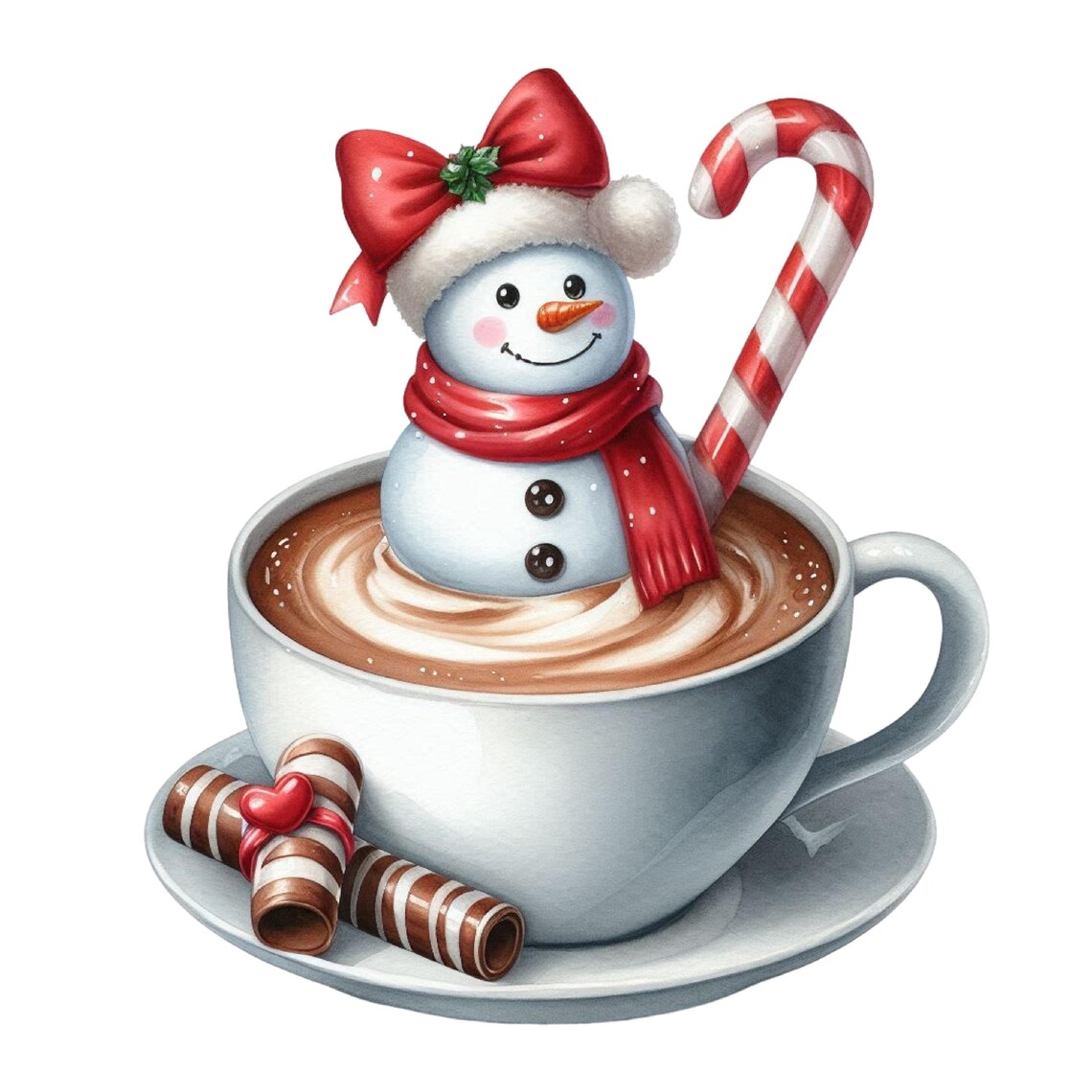 Christmas Snowman Clipart – Watercolor Holiday Winter PNG Set (digital ...