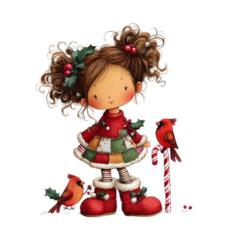 Whimsical Christmas Girl Clipart – Cute Holiday Character PNG Bundle ...