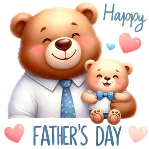 19 PNG Happy Father's Day Clipart, Dad and Baby Day Cute Animals ...