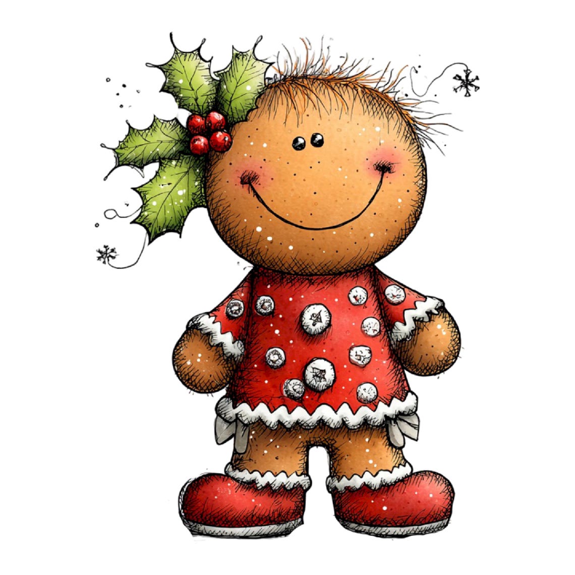 Whimsical Gingerbread Man Clipart: Cute Christmas PNG Images (digital ...