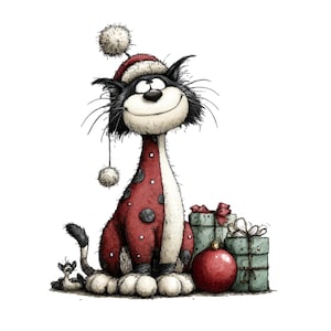 Watercolor Christmas Cats Clipart – Cute Holiday Pet PNG Bundle ...