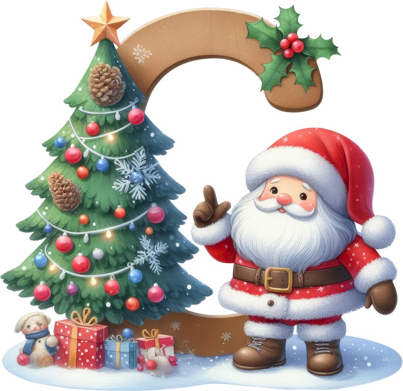 Christmas Alphabet Clipart PNG: Festive Number Set (digital Download ...