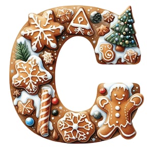 Christmas Gingerbread Cookie Alphabet: Festive Holiday Letters PNG ...