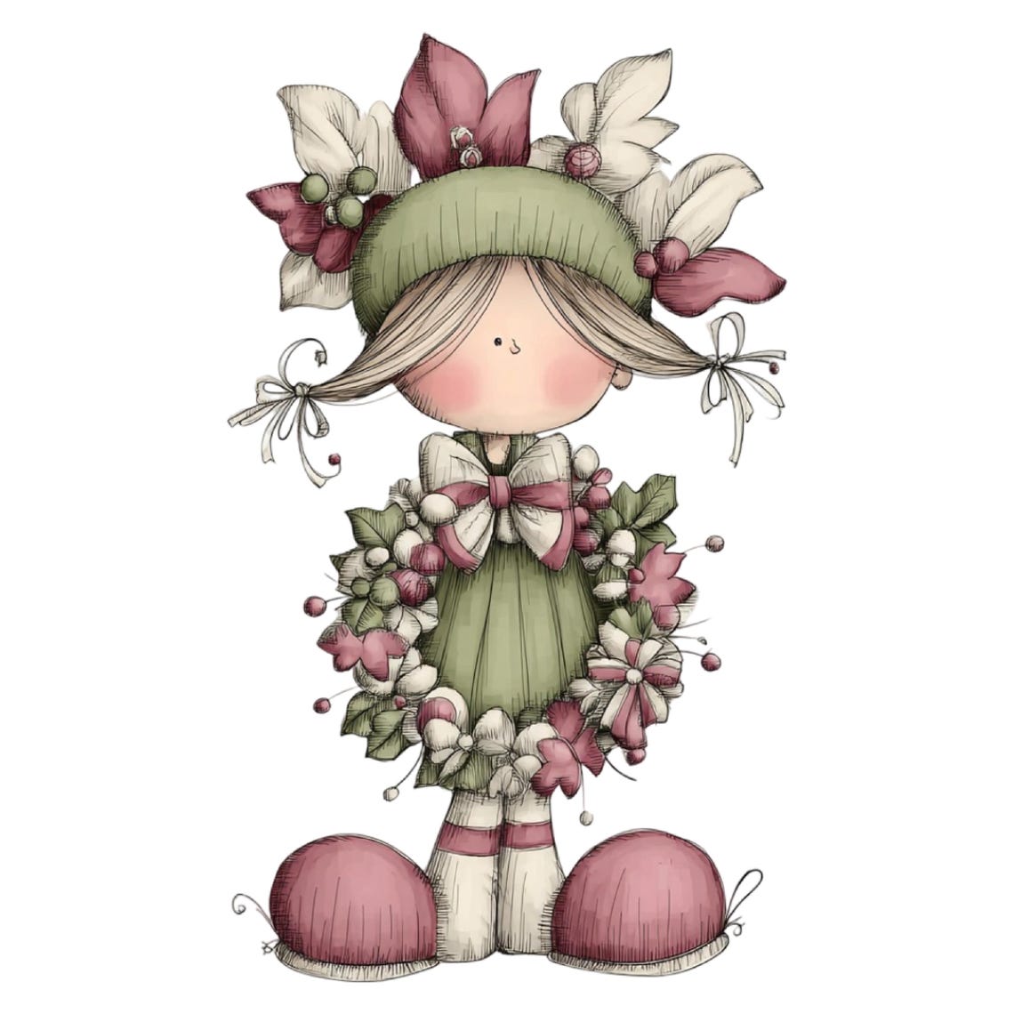 Whimsical Elf Clipart Bundle 3 : Cute Christmas PNG Images (digital ...