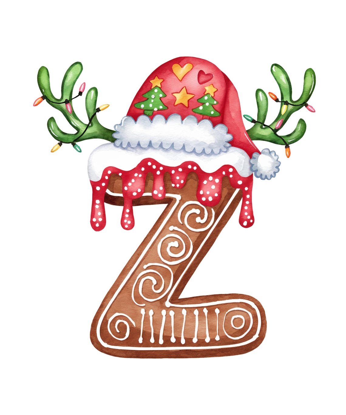 Gingerbread Alphabet Clipart: Christmas PNG, 26 PNG Festive Letters ...